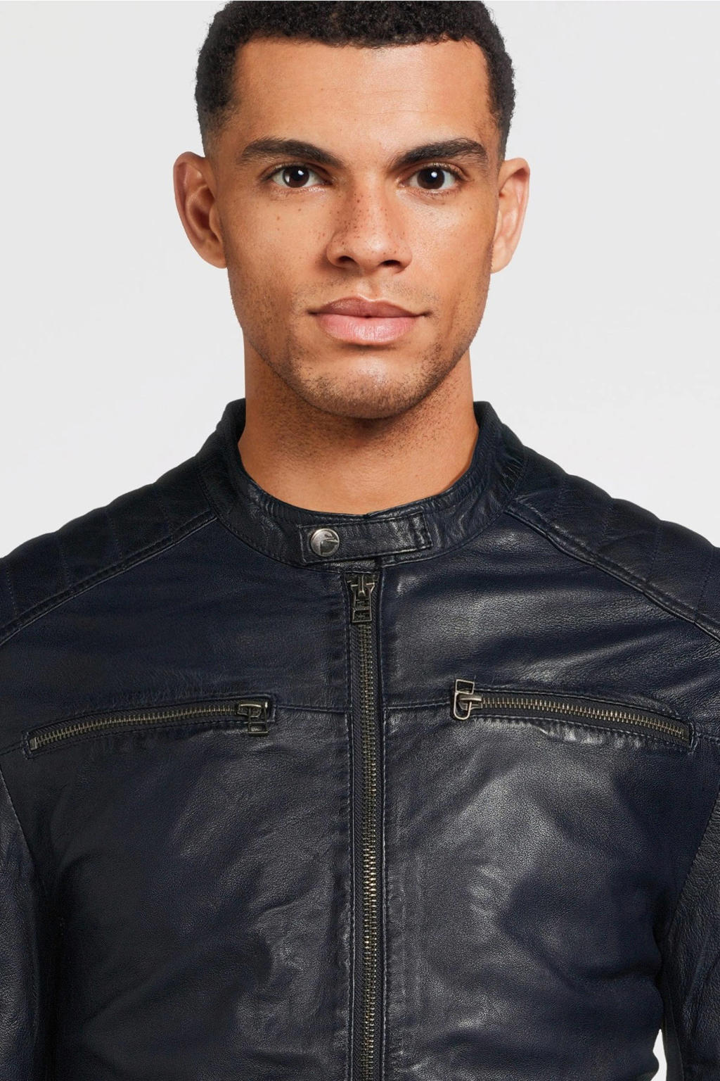 Goosecraft leren jas Jacket965 donkerblauw | wehkamp