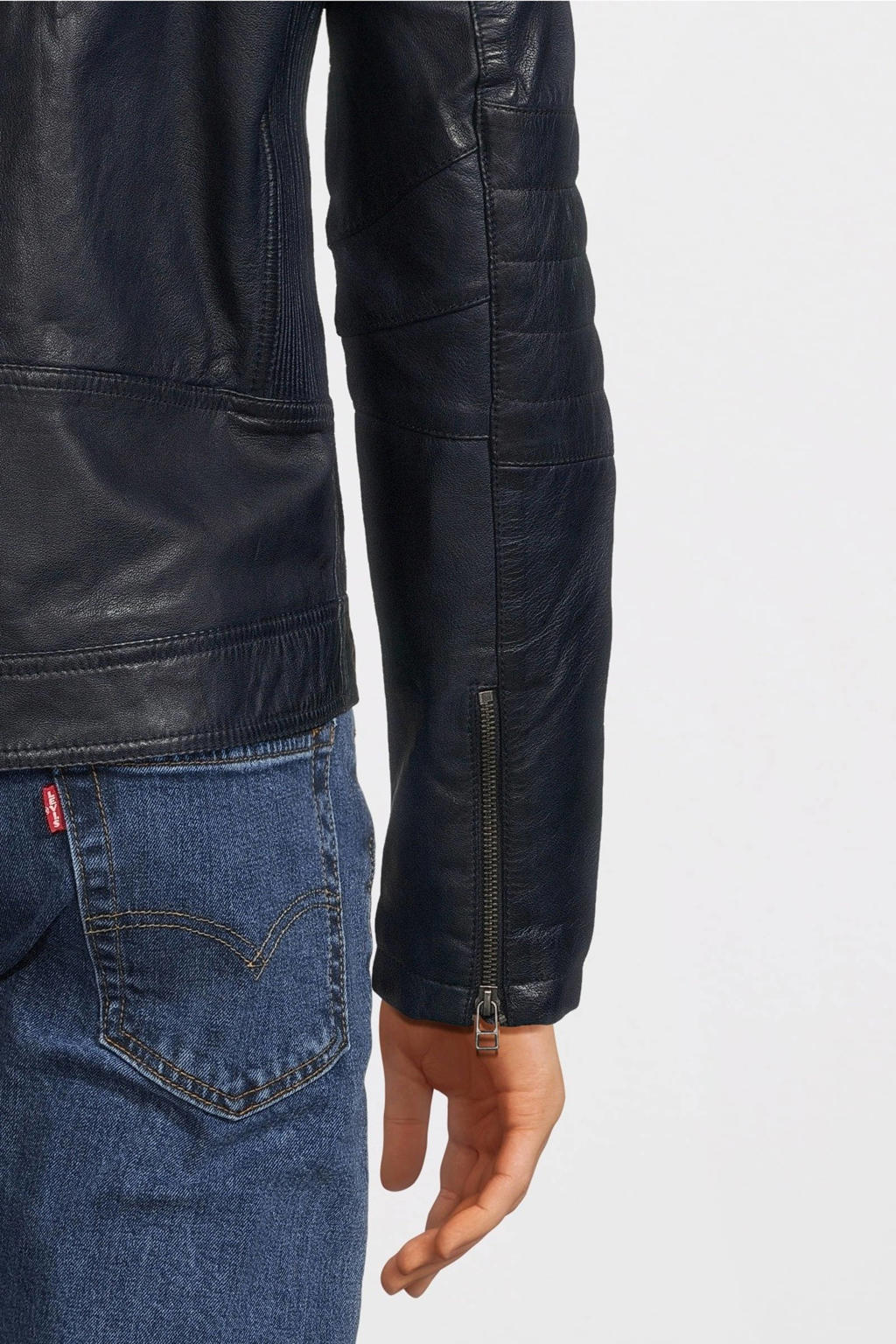 Goosecraft leren jas Jacket965 donkerblauw | wehkamp