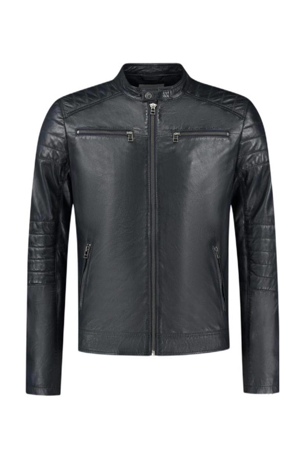 Goosecraft leren jas Jacket965 donkerblauw | wehkamp