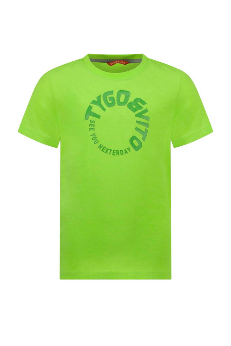 TYGO & vito T-shirt James met logo neongroen | wehkamp