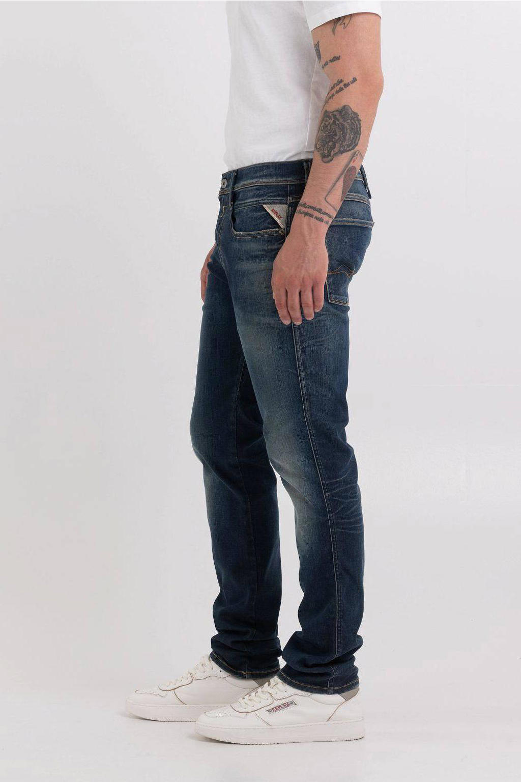 REPLAY slim fit jeans ANBASS Hyperflex dark blue | wehkamp