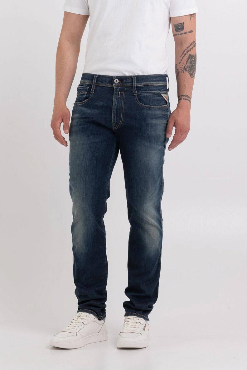 REPLAY slim fit jeans ANBASS Hyperflex dark blue | wehkamp