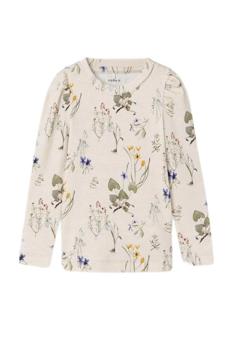 NAME IT MINI longsleeve NMFBOSSA met katoen ecru/groen/geel | wehkamp