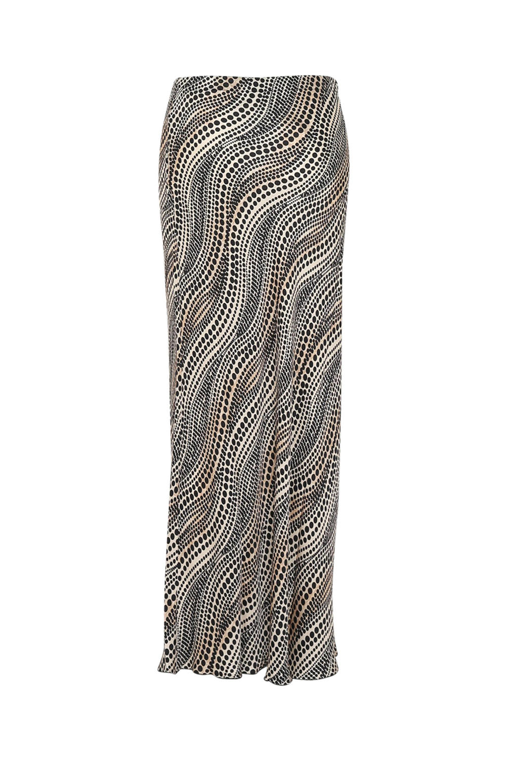 Cassis satijnen maxi rok met all over print taupe/zwart | wehkamp