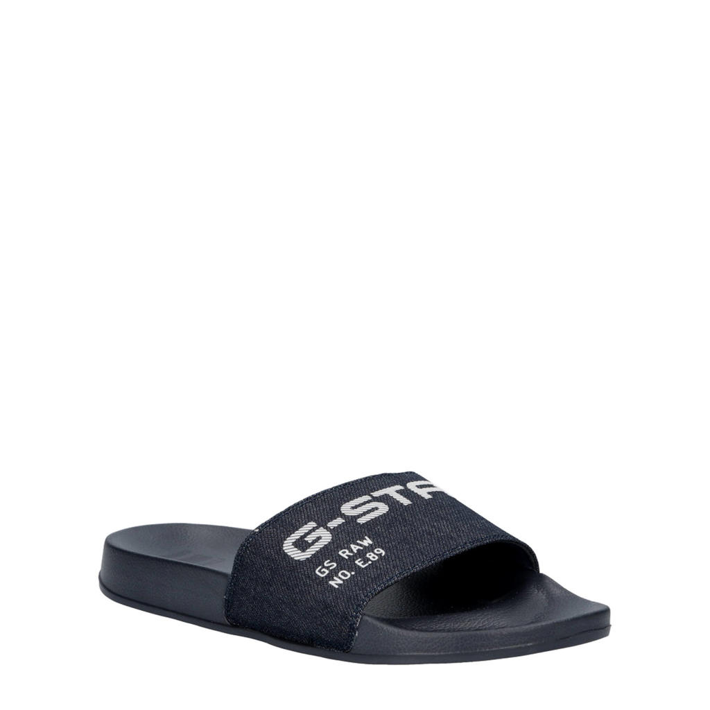 G-STAR denim slippers donkerblauw | wehkamp