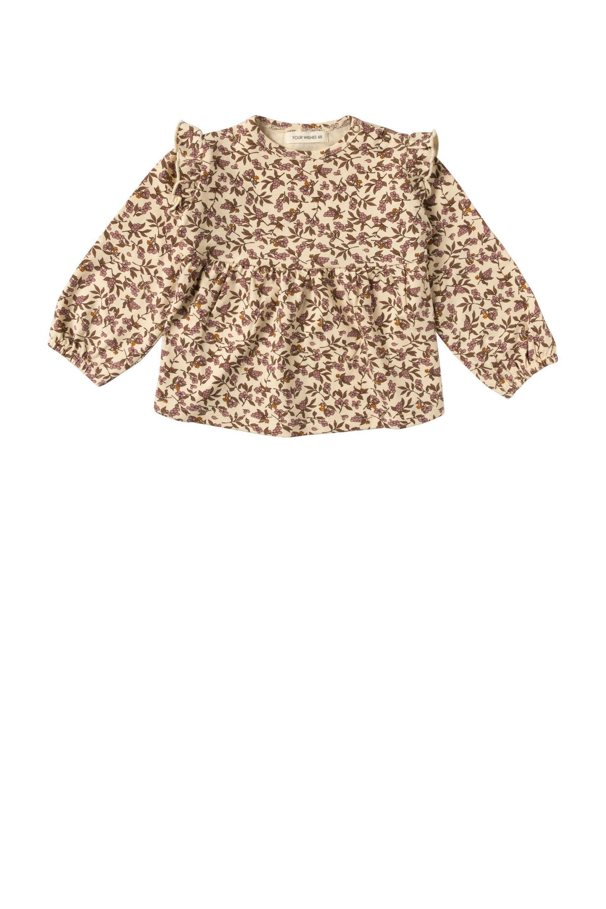 Your Wishes baby longsleeve Pera met fruitprint en ruches ecru/oudroze ...