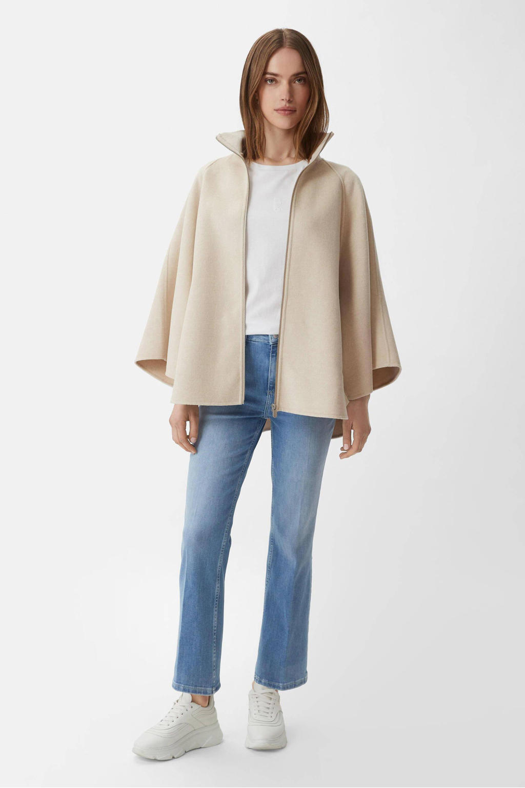 comma casual identity cropped flared jeans medium blue denim | wehkamp