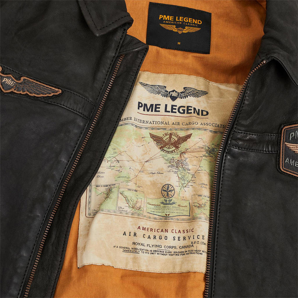 PME Legend leren jas SUMMER HUDSON met logo zwart | wehkamp