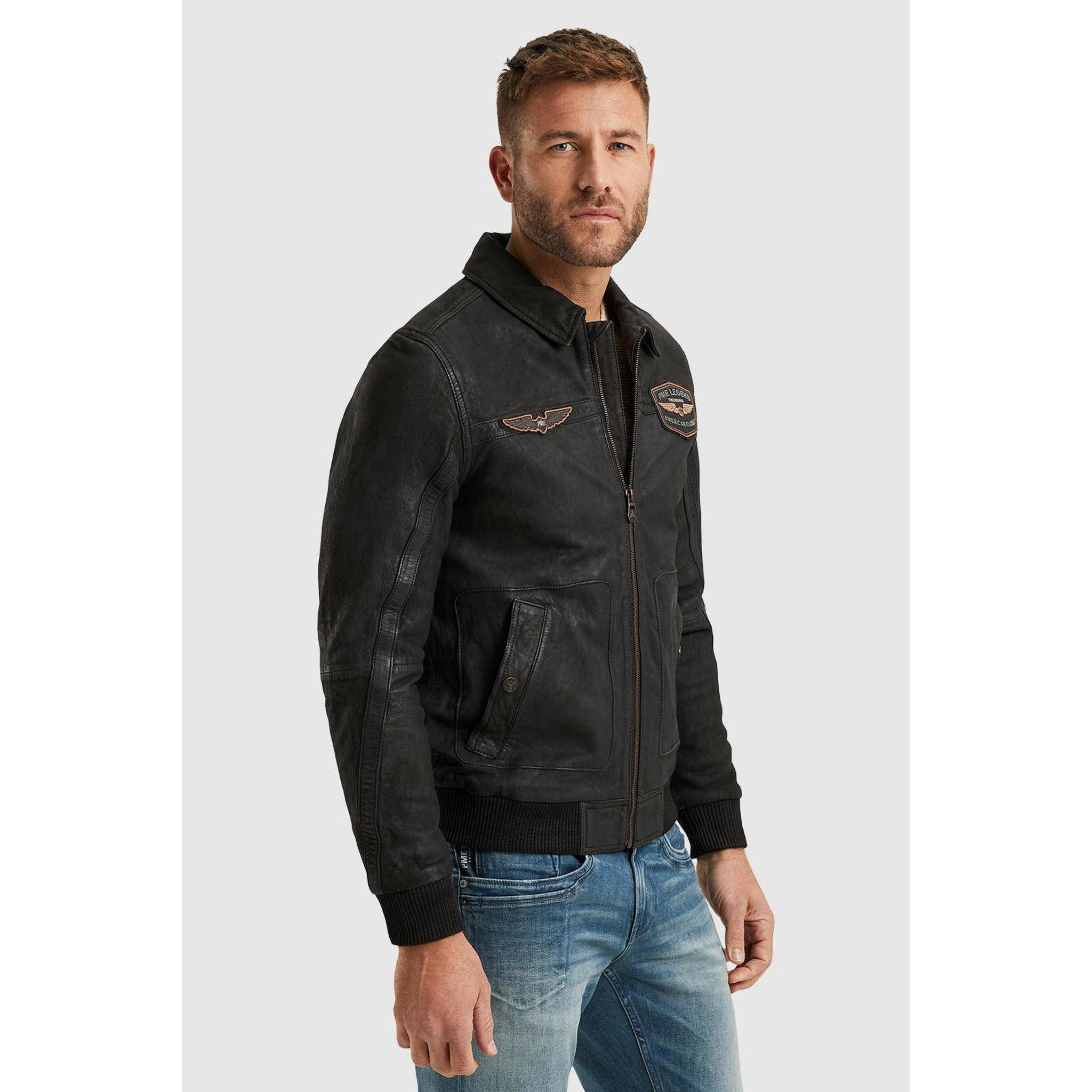 PME Legend leren jas SUMMER HUDSON met logo zwart | wehkamp