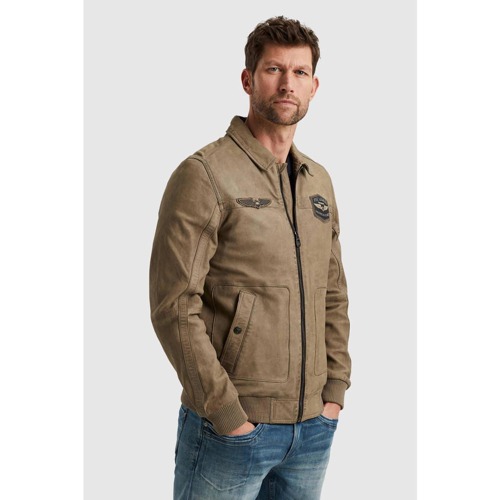 PME Legend leren jas SUMMER HUDSON met logo bruin | wehkamp