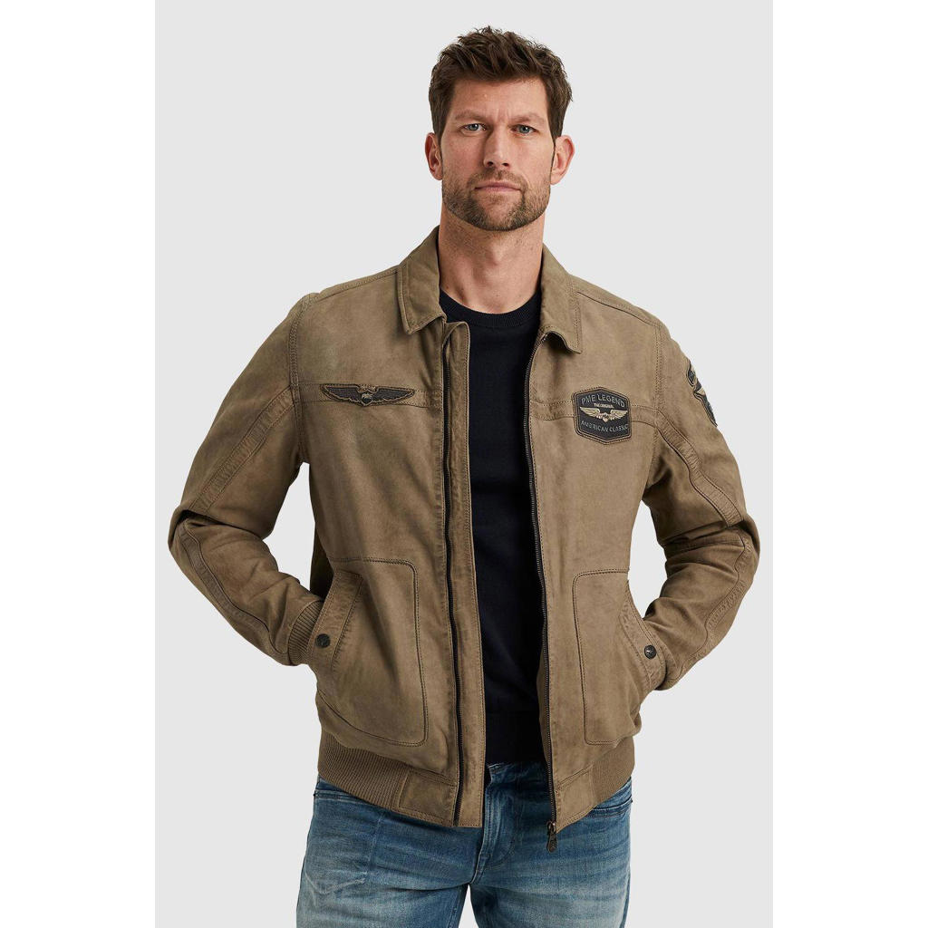 PME Legend leren jas SUMMER HUDSON met logo bruin | wehkamp