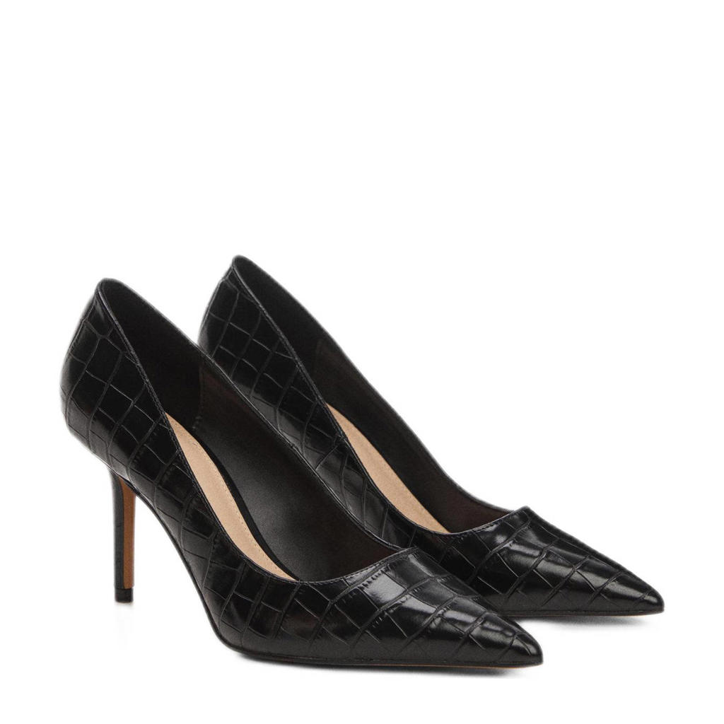 Mango pumps met crocoprint zwart | wehkamp