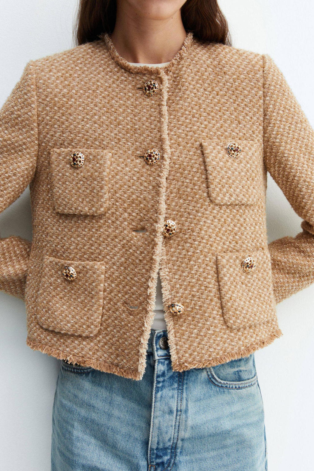 Mango tweed jasje beige kopen? | Morgen in huis | wehkamp