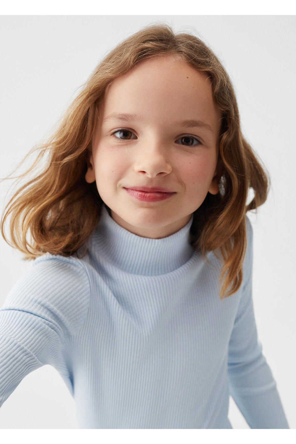 Mango Kids longsleeve pastelblauw | wehkamp