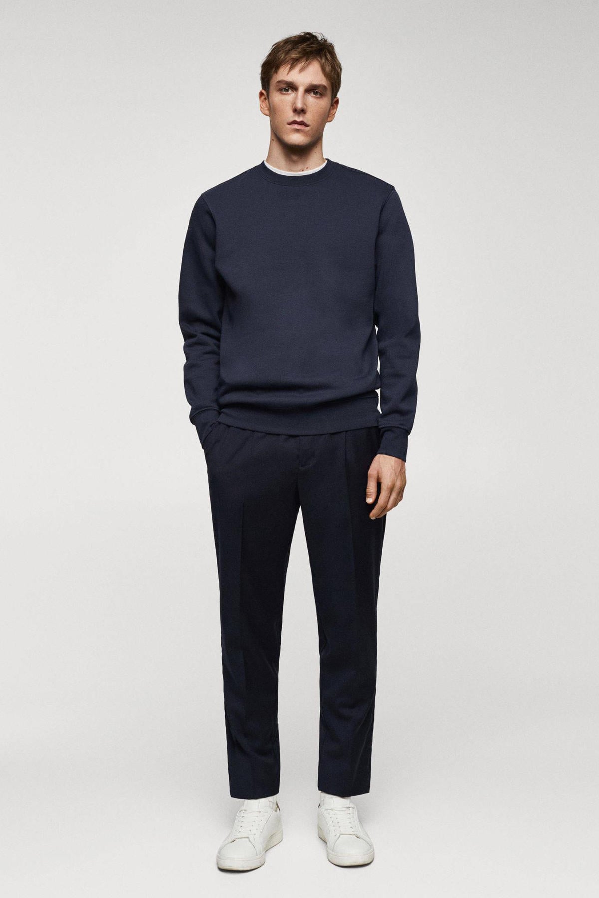 Mango Man sweater marineblauw | wehkamp