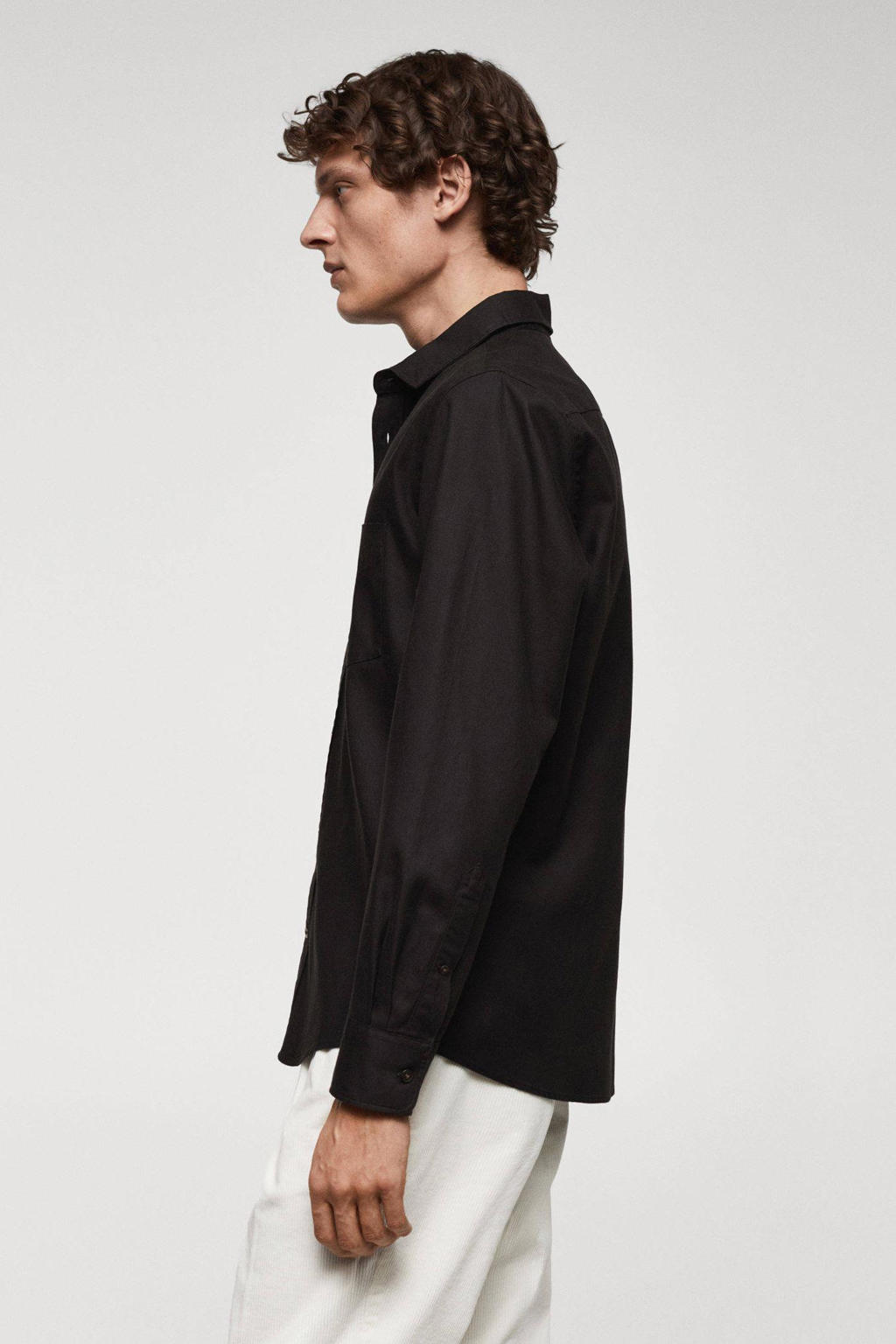 Mango Man regular fit overhemd zwart | wehkamp