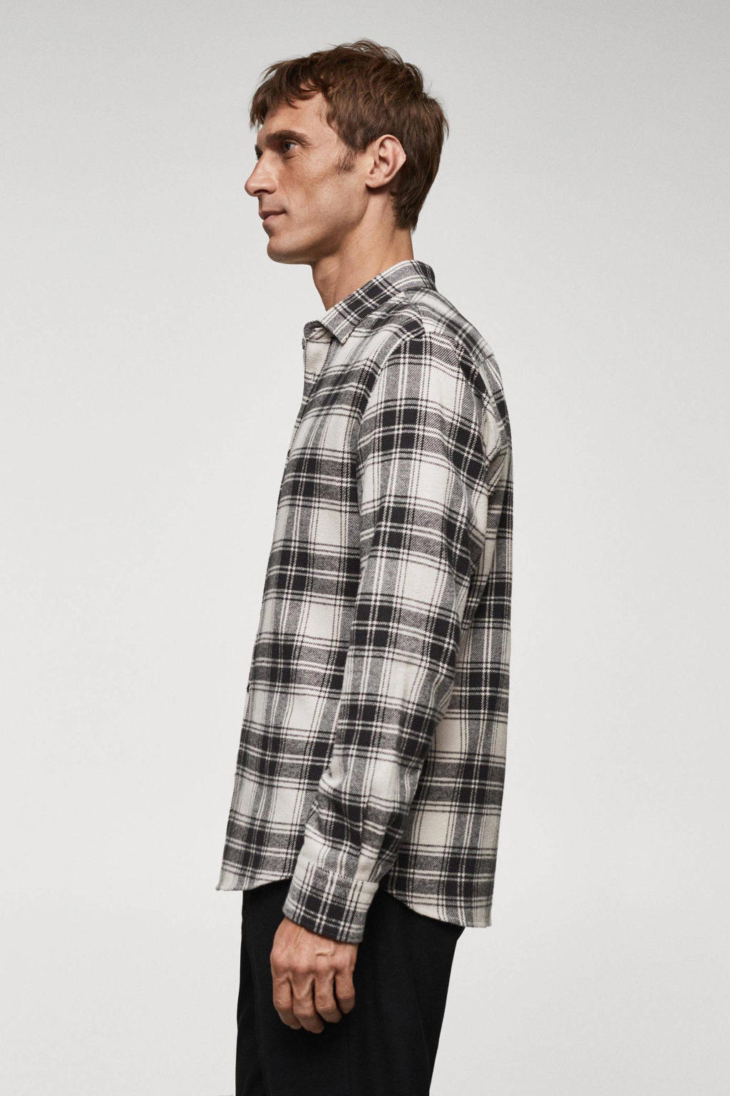 Mango Man geruit flanellen regular fit overhemd wit | wehkamp