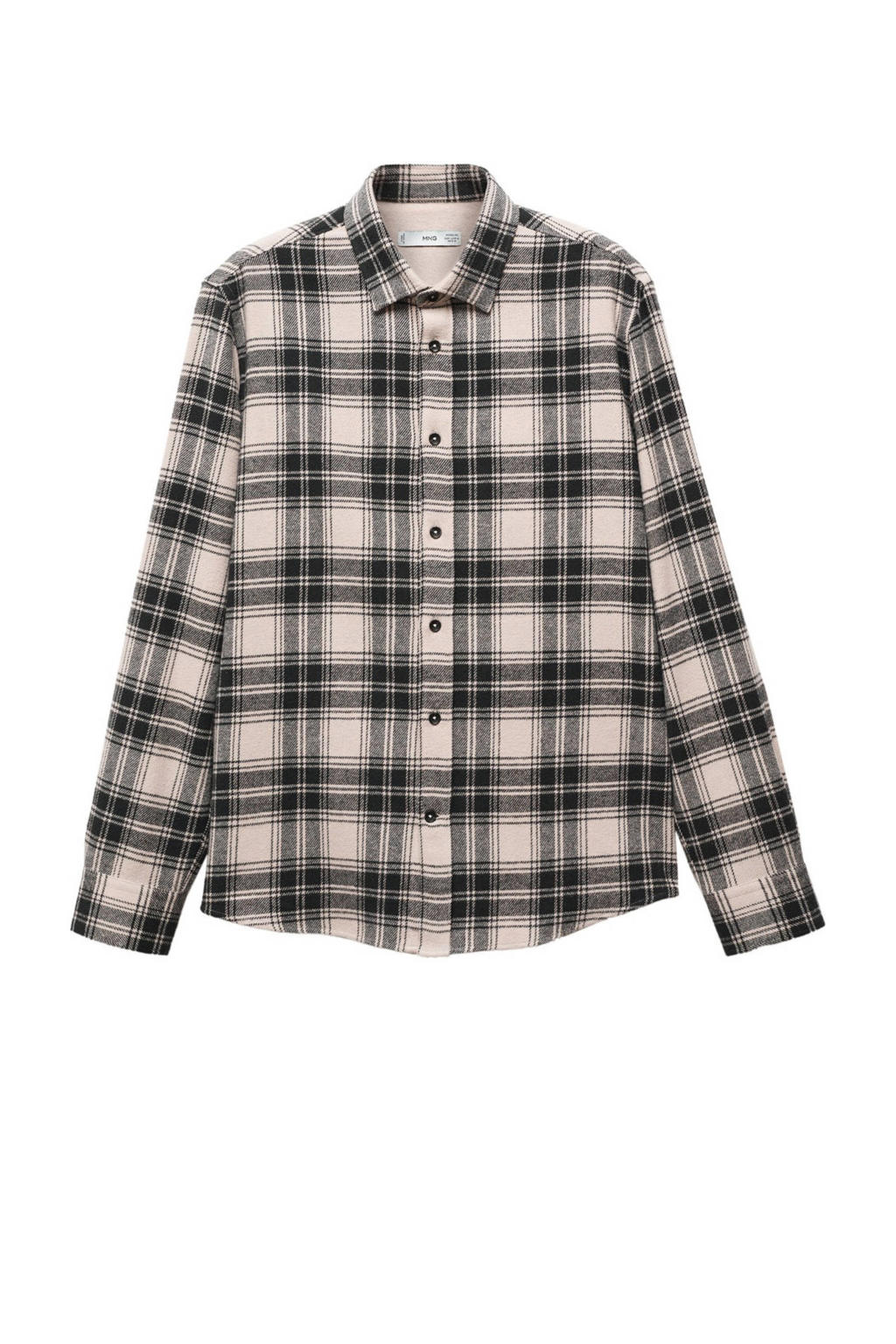 Mango Man geruit flanellen regular fit overhemd wit | wehkamp