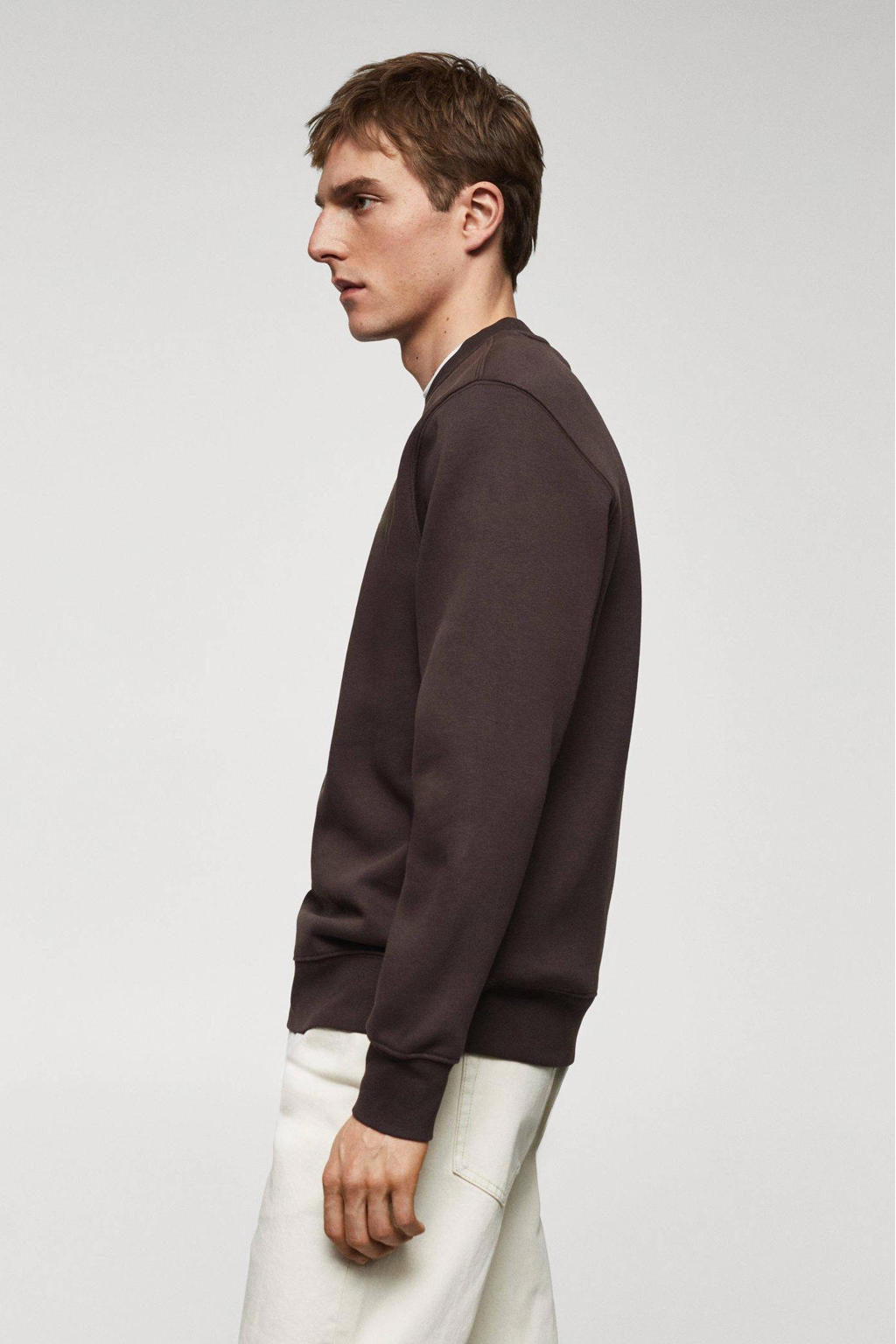 Mango Man sweater donkerbruin | wehkamp