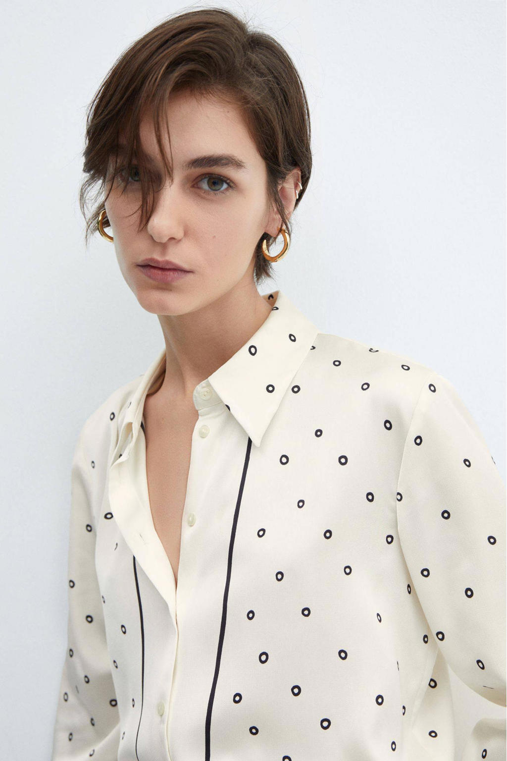 Mango blouse met all over print ecru | wehkamp