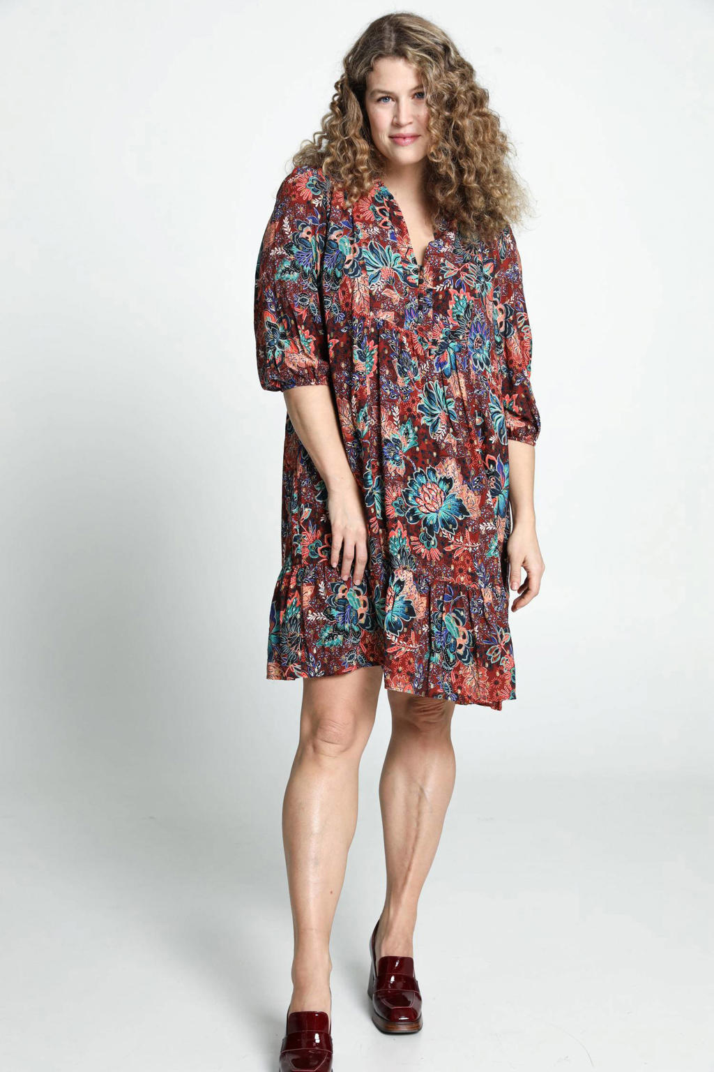 Paprika jurk met all over print multi | wehkamp