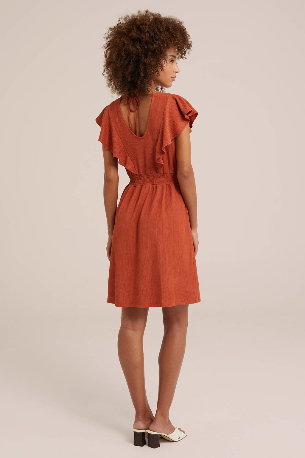 WE Fashion jurk met open rug brique | wehkamp