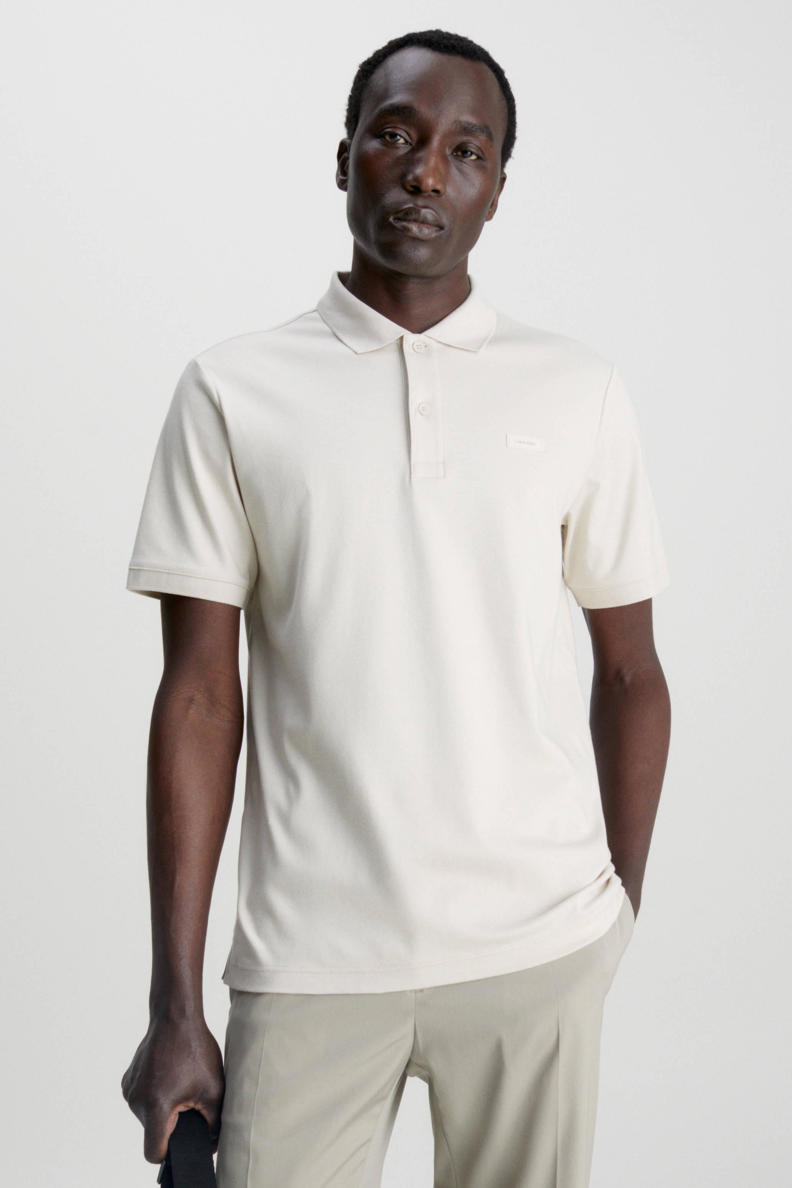 Calvin Klein slim fit polo met logo stony beige | wehkamp