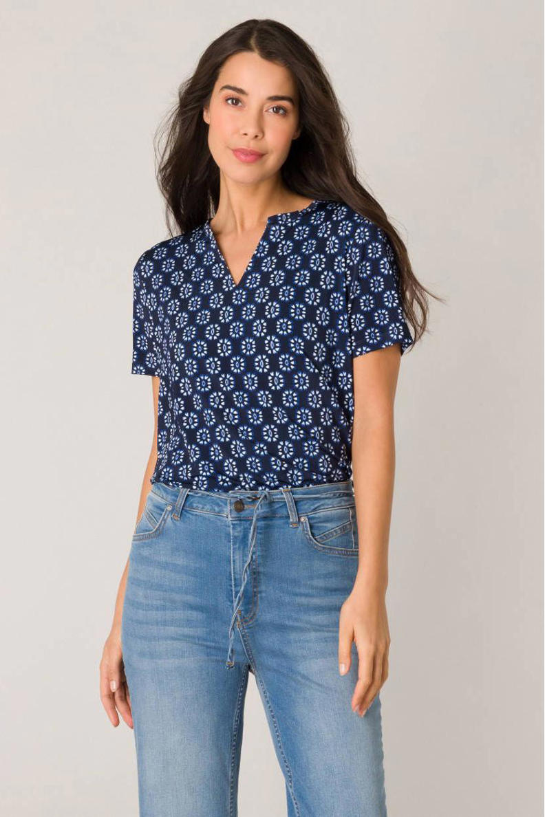 Yest jersey top Gauri met print deep blue/multi-colo | wehkamp