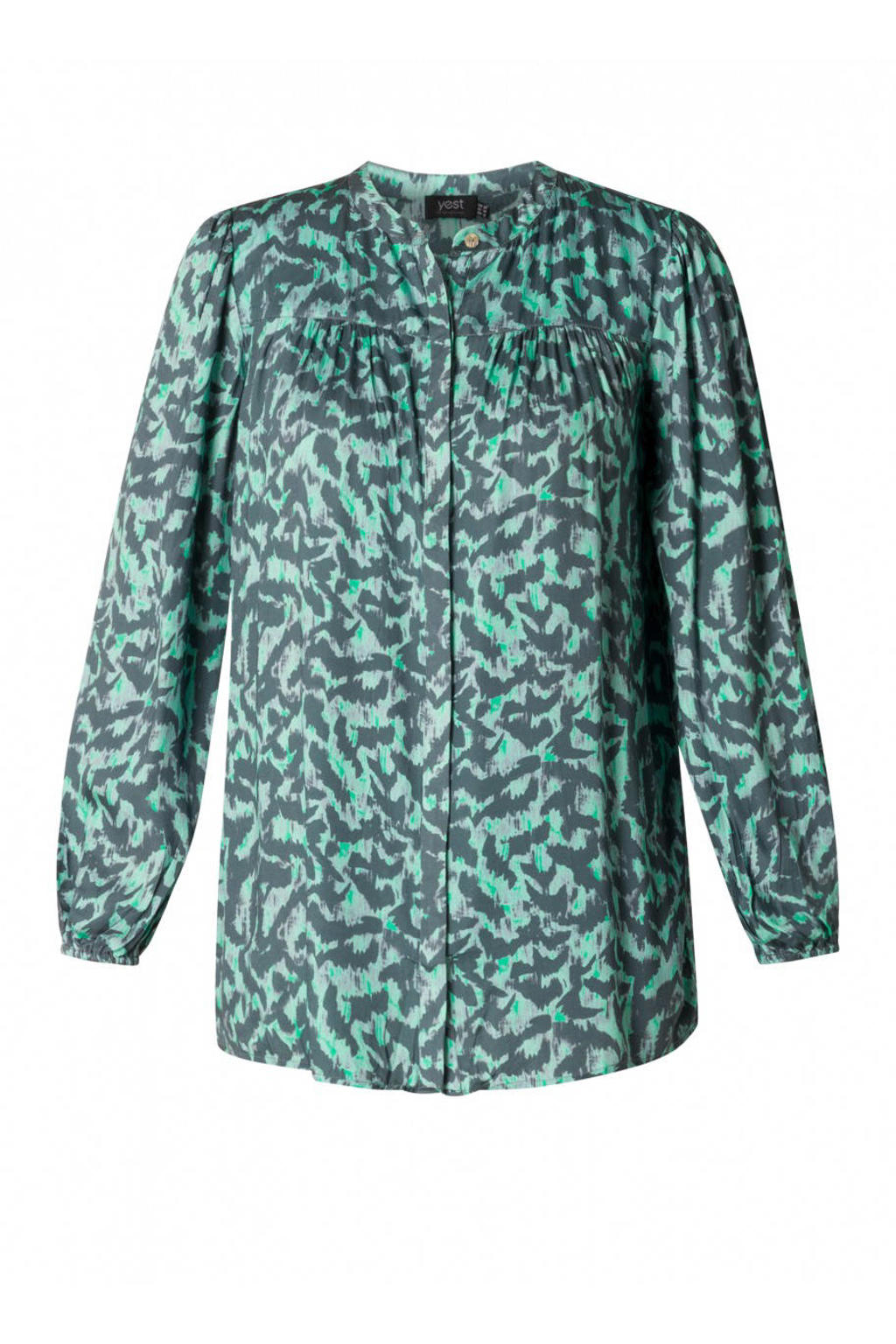 Yest blouse met all over print grijsblauw/groen | wehkamp