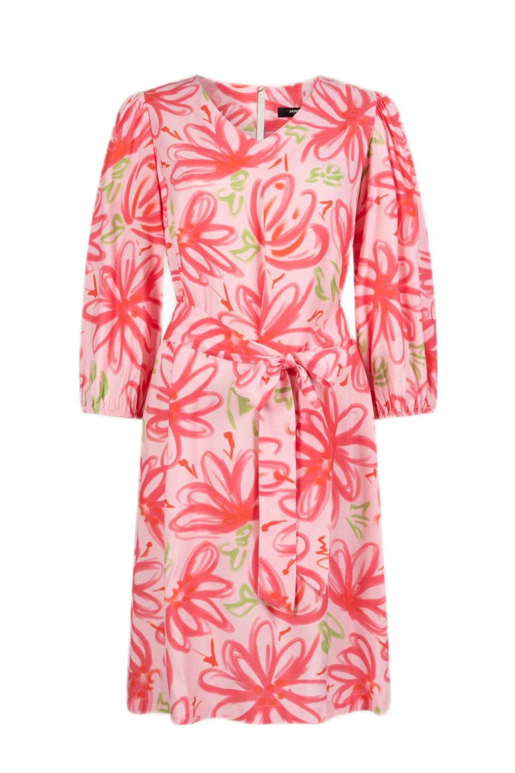 JANSEN Amsterdam jurk met all over print en ceintuur roze | wehkamp