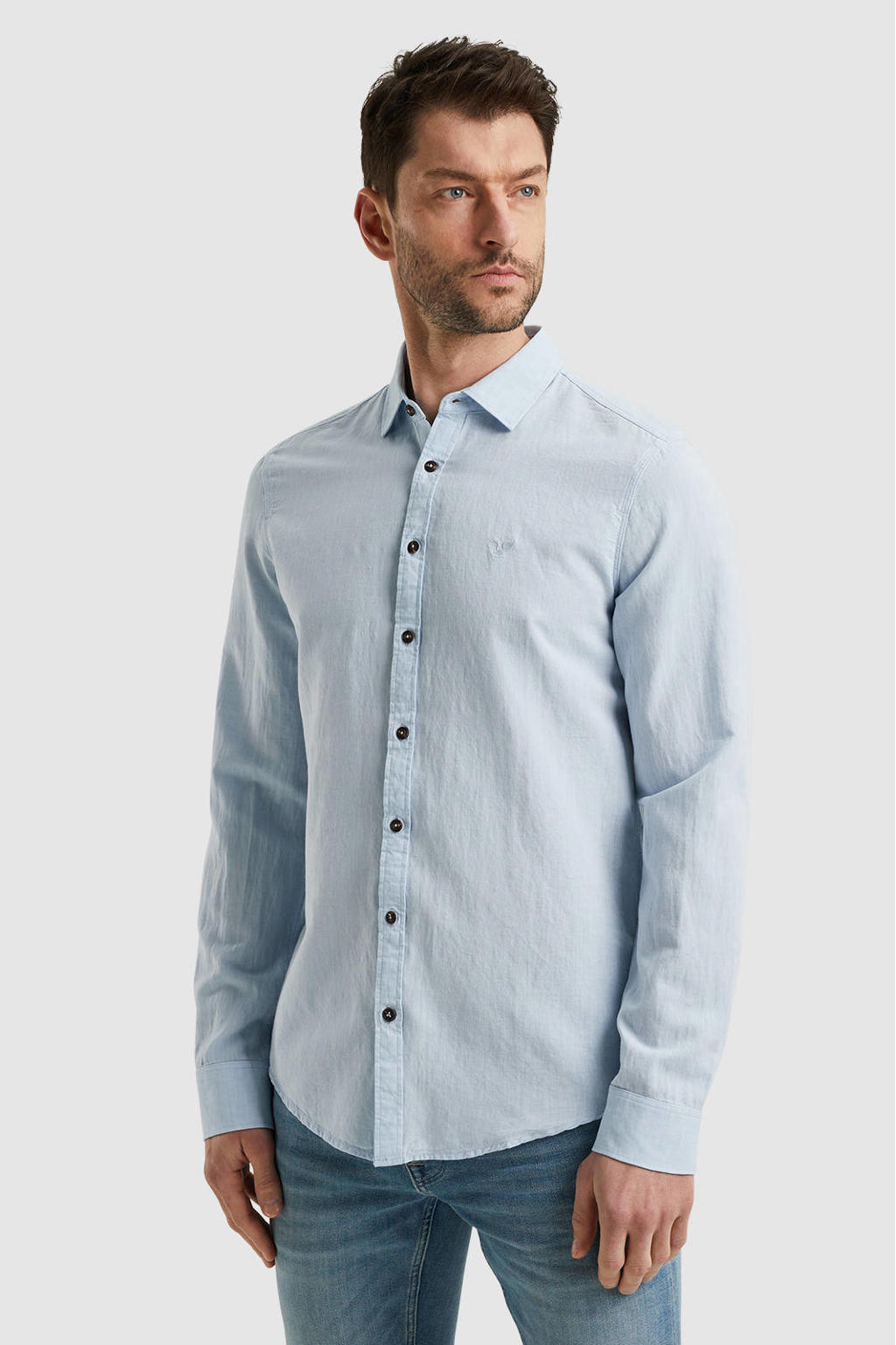 PME Legend regular fit overhemd met logo lichtblauw | wehkamp