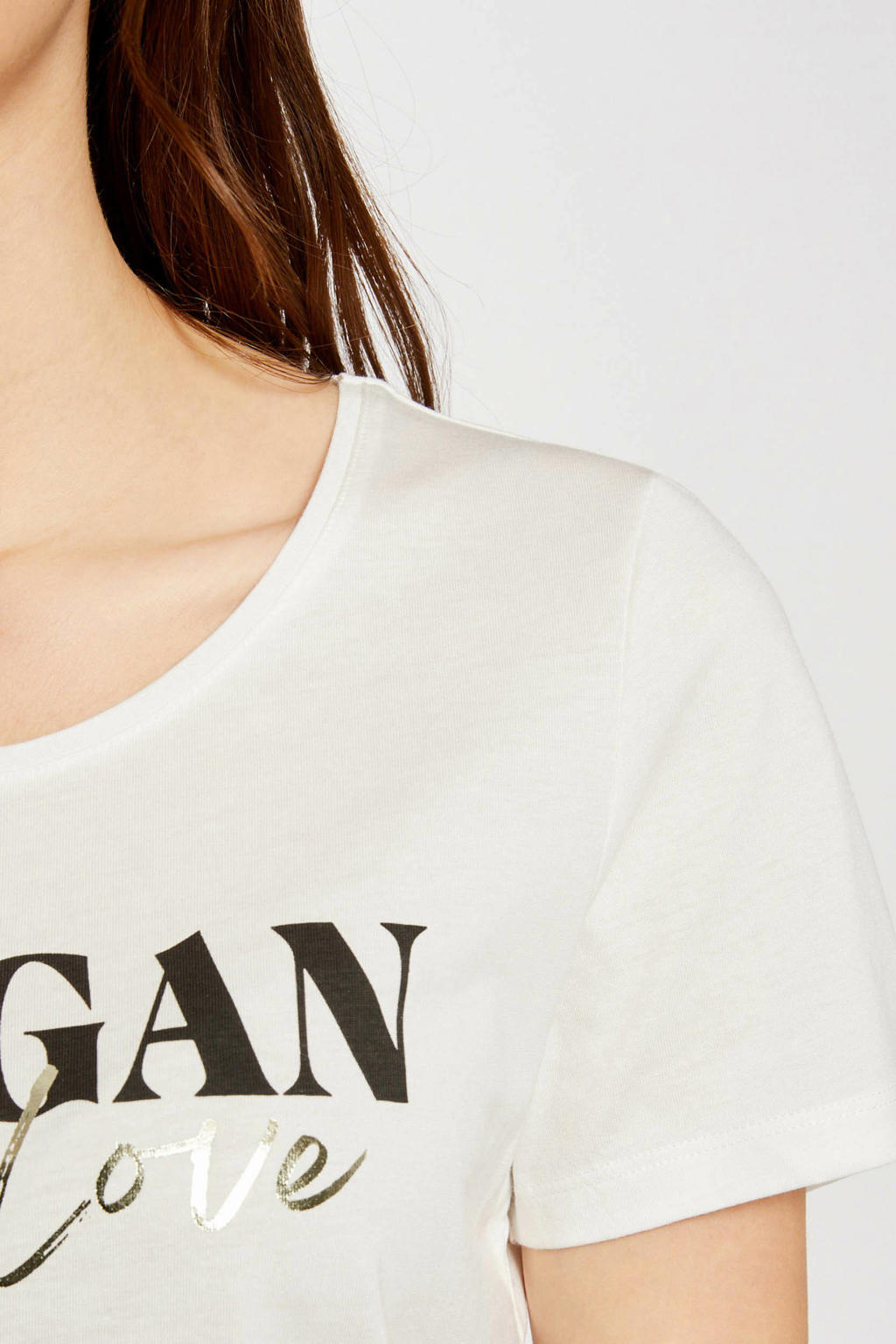 Morgan T-shirt met logo ecru kopen? | Morgen in huis | wehkamp