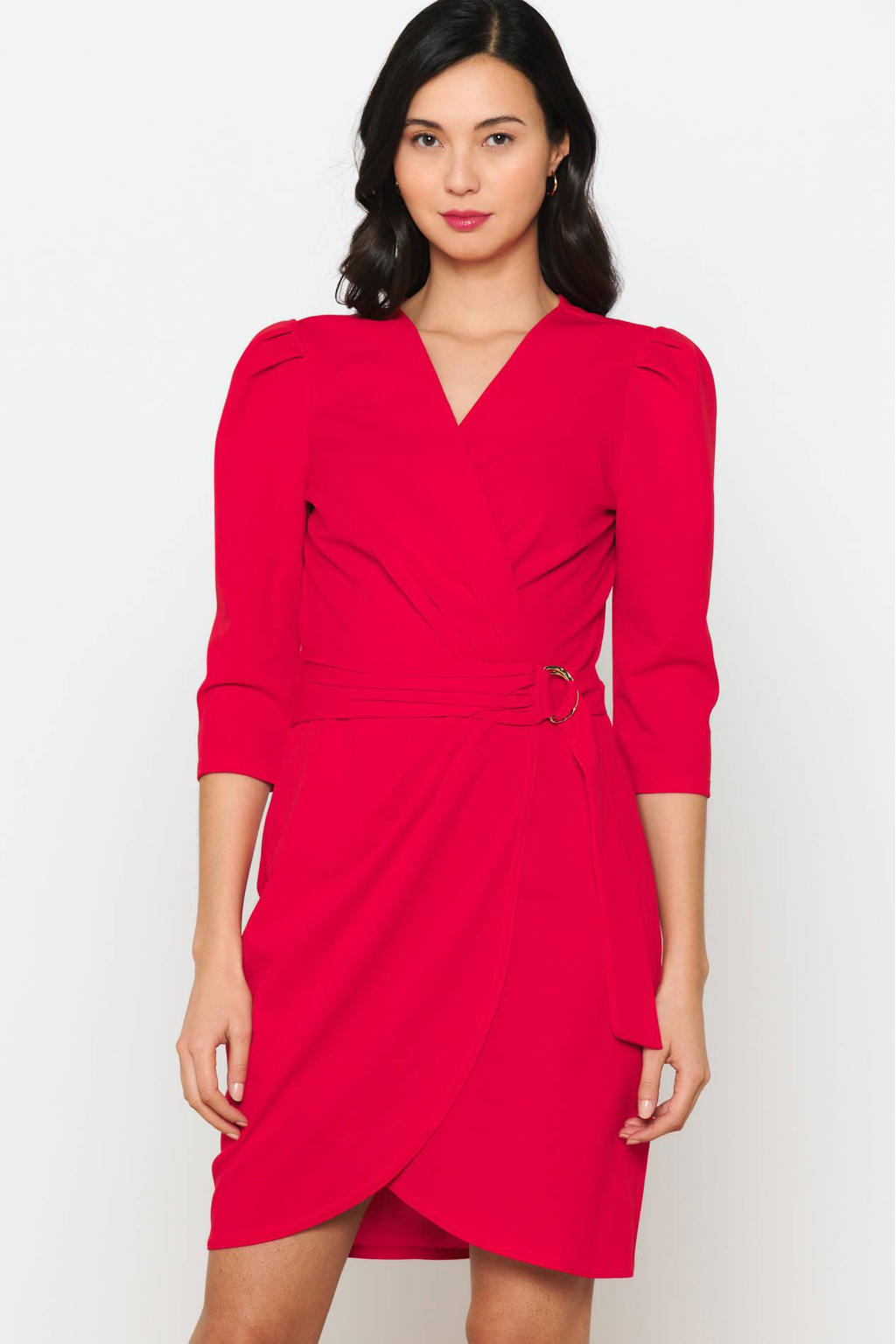 LOLALIZA jurk met ceintuur rood | wehkamp