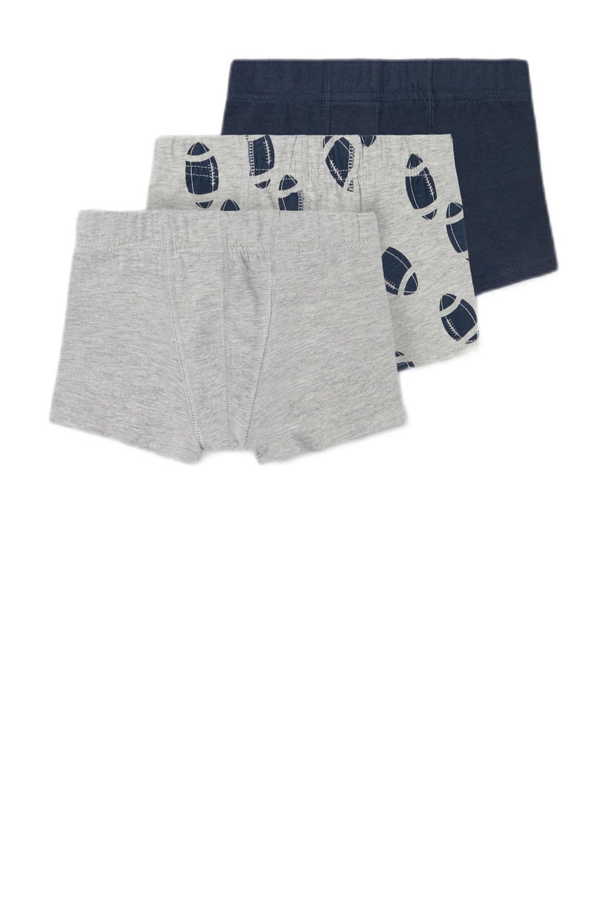 NAME IT MINI boxerhort - grijs melange/donkerblauw (set van 3) | wehkamp
