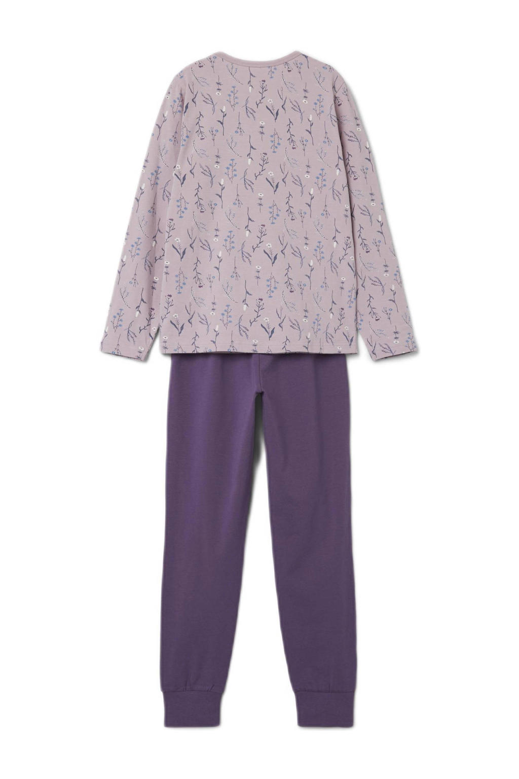 NAME IT KIDS gebloemde pyjama paars/lila | wehkamp