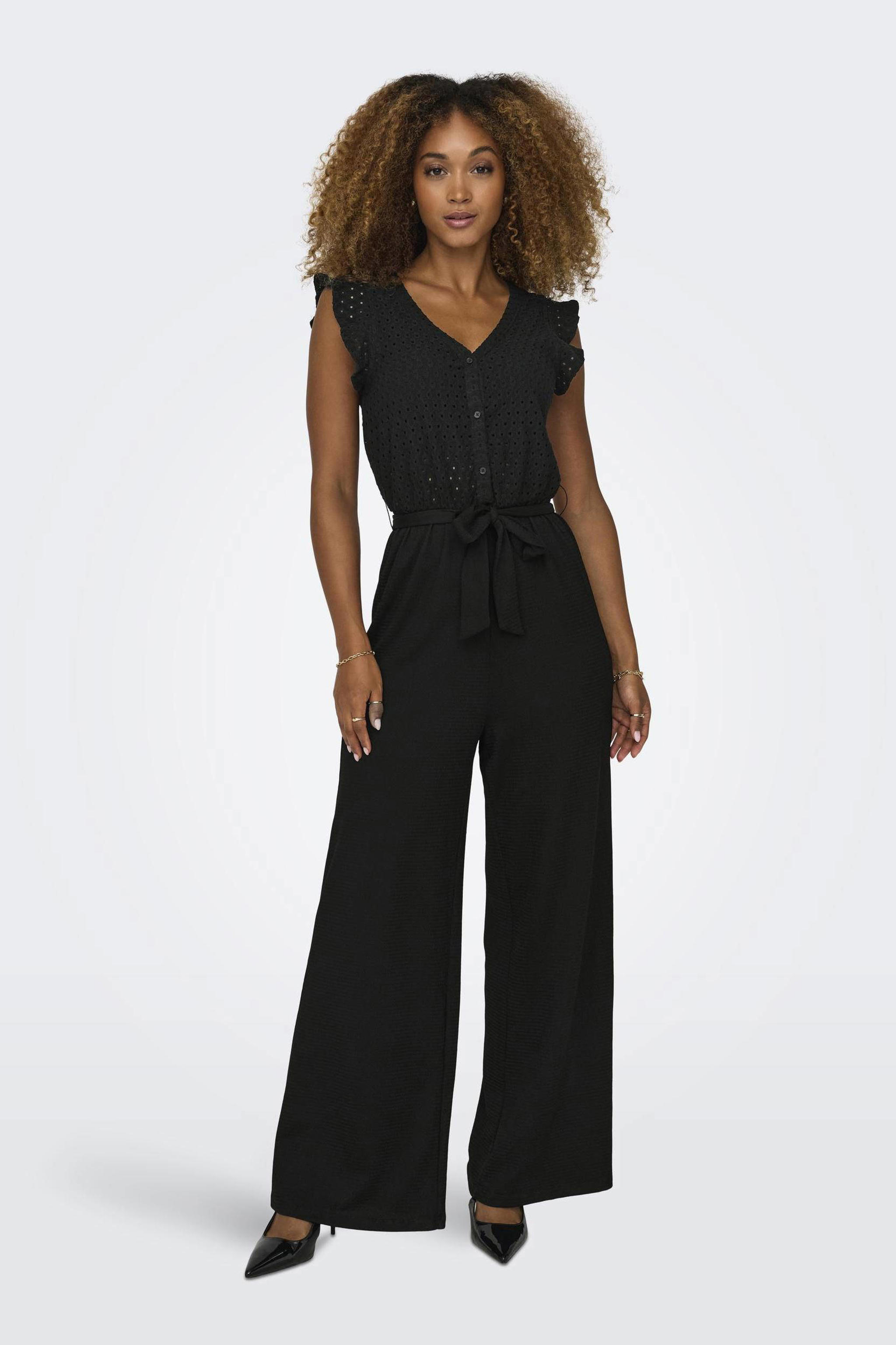 ONLY wide leg jumpsuit zwart broderie | wehkamp
