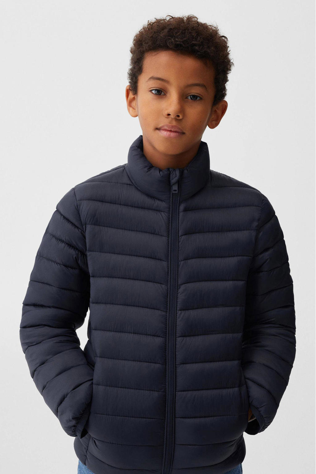 Mango Kids gewatteerde zomerjas donkerblauw | wehkamp