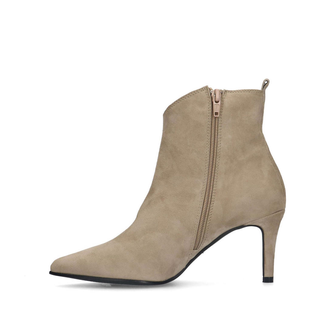 Manfield suède enkellaarzen beige | wehkamp