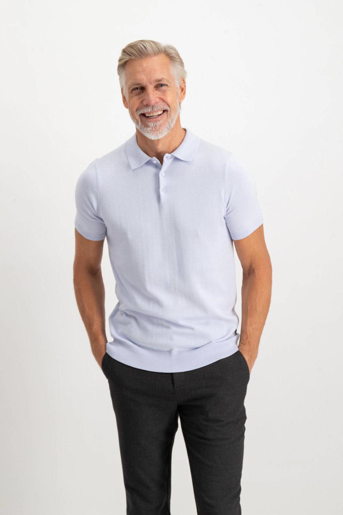 Saint Steve gebreide polo CHRIS ice blue | wehkamp