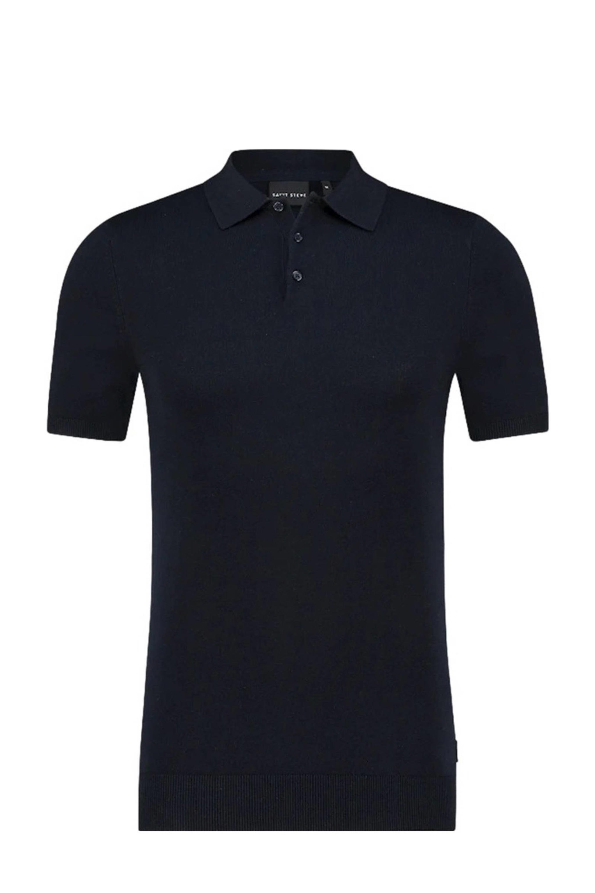 Saint Steve regular polo gebreid CHRIS donkerblauw | wehkamp