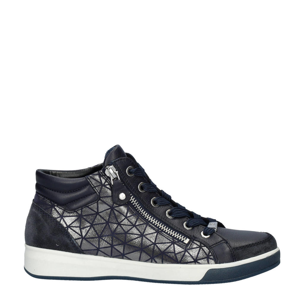 Ara comfort leren sneakers donkerblauw | wehkamp