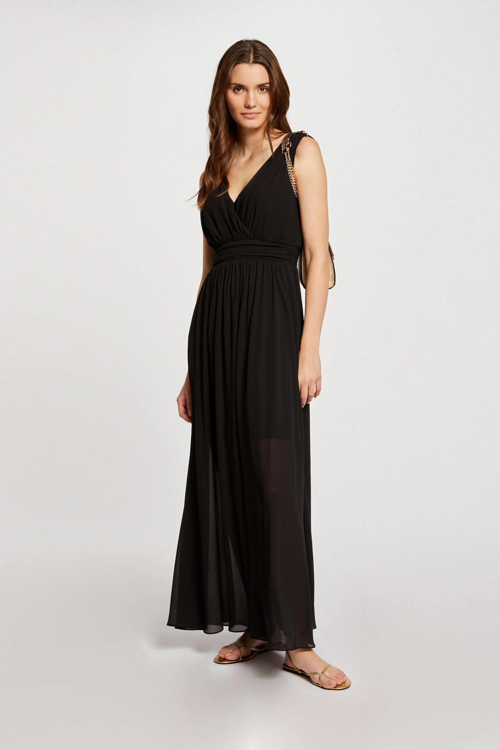 Morgan maxi jurk met open rug zwart | wehkamp