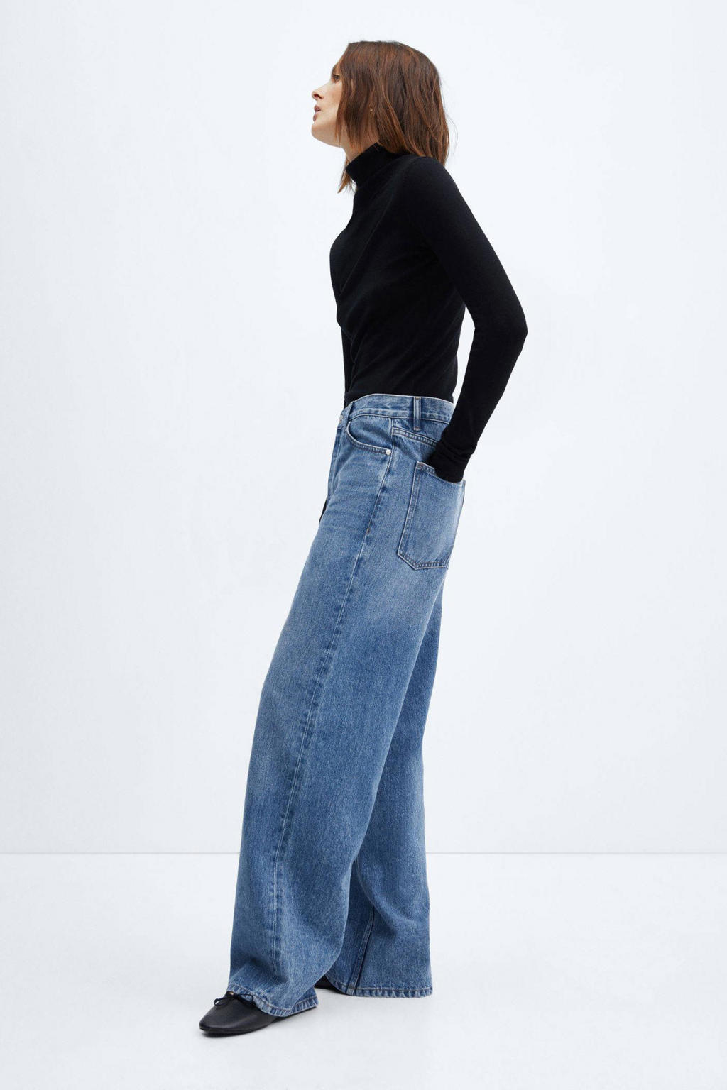Mango wide leg jeans medium blue denim | wehkamp