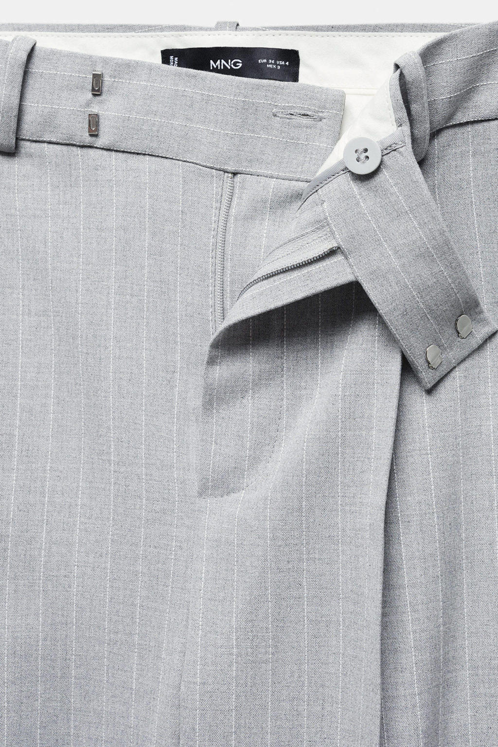 Mango wide leg pantalon met krijtstreep lichtgrijs | wehkamp