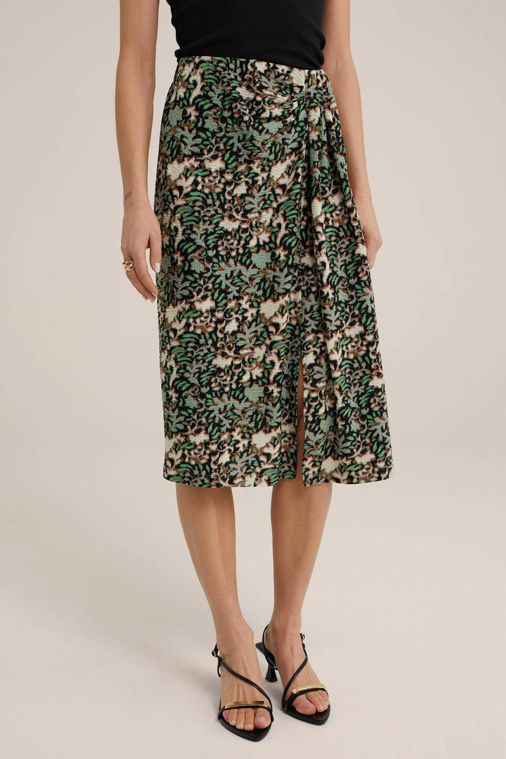 WE Fashion midi rok van jersey groen | wehkamp