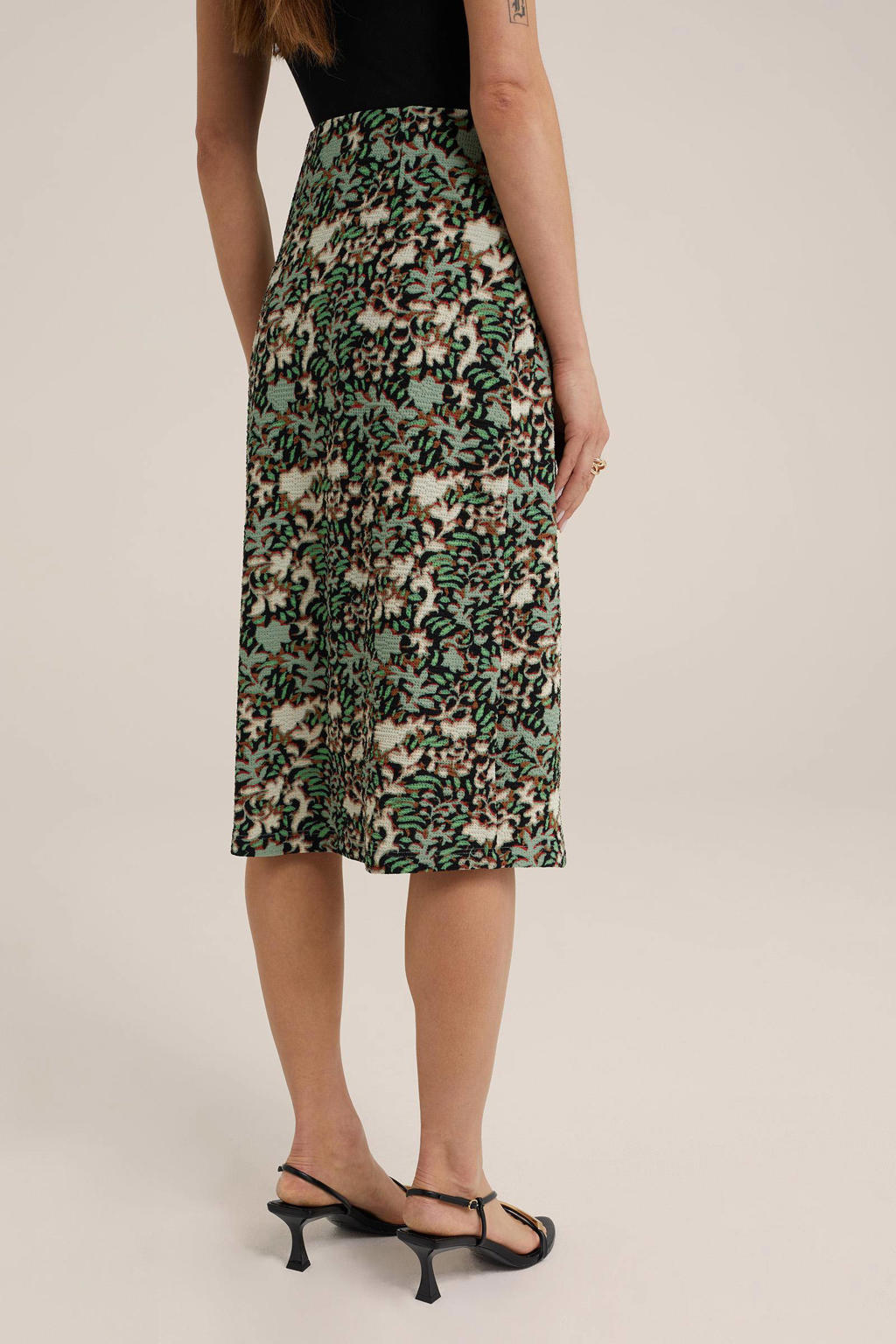 WE Fashion midi rok van jersey groen | wehkamp
