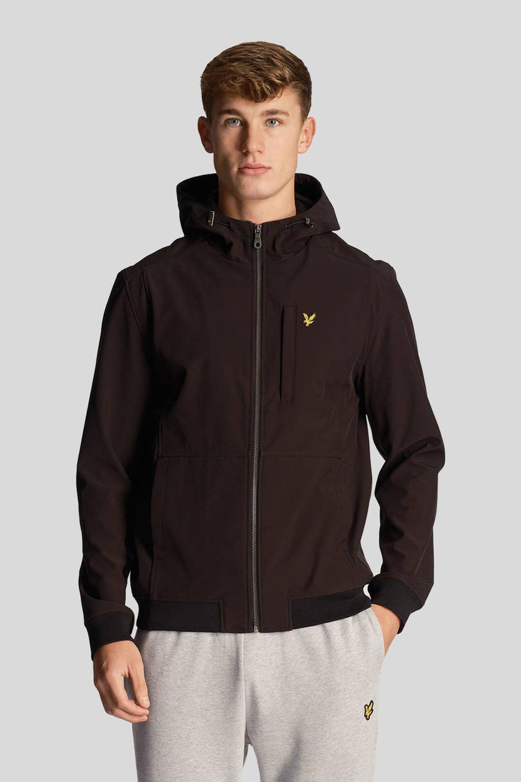 Lyle & Scott softshell jas zwart | wehkamp