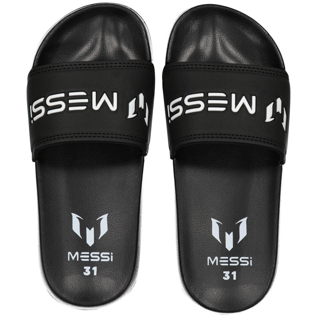 Vingino x Messi Sane slipper met logo zwart | wehkamp