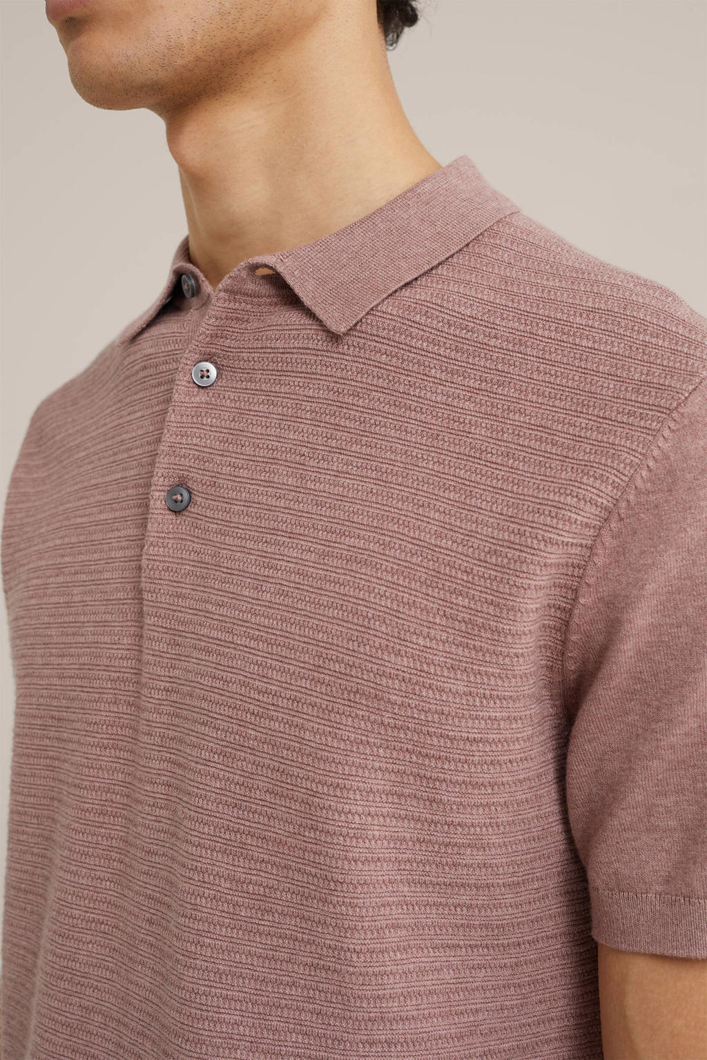 WE Fashion gemêleerde gebreide regular fit polo mauve | wehkamp