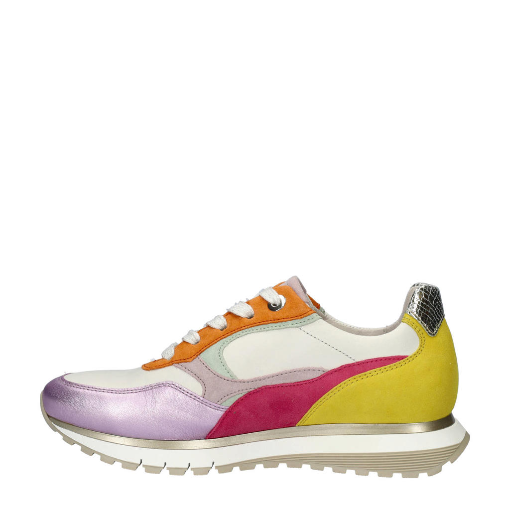 Gabor leren sneakers oranje/wit/lila | wehkamp